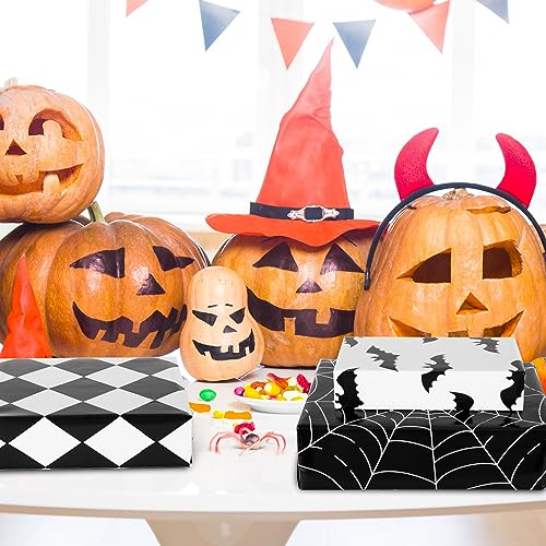 AnyDesign 12 Sheet Halloween Wrapping Paper Black White Ghost Pumpkin Cobweb Packaging Paper Folded Flat DIY Art Craft Paper for Halloween Birthday Party Baby Shower Birthday Wrap, 19.7 x 27.6 Inch