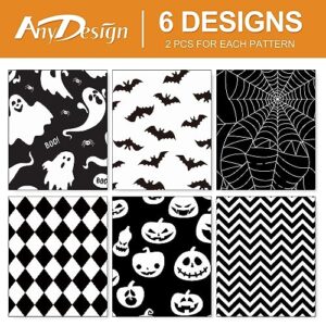 AnyDesign 12 Sheet Halloween Wrapping Paper Black White Ghost Pumpkin Cobweb Packaging Paper Folded Flat DIY Art Craft Paper for Halloween Birthday Party Baby Shower Birthday Wrap, 19.7 x 27.6 Inch