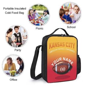 Quzeoxb Personalized Kansas City Backpack Set with Name and Number - 3 Piece School Bag, Lunch Box and Pencil Case for Boys Girls Gifts