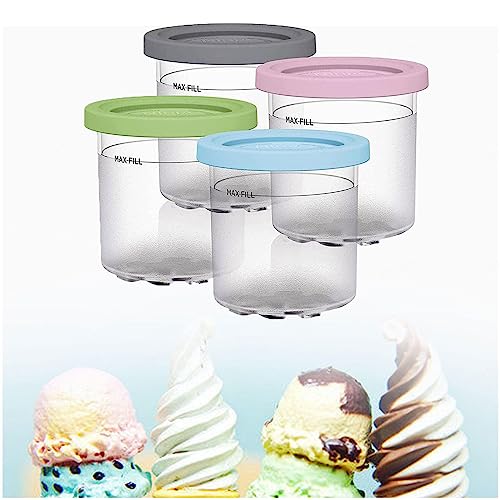 Creami Pints and Lids, for Ninja Creami Ice Cream Maker Pints,16 OZ Creami Deluxe Pints Airtight,Reusable for NC301 NC300 NC299AM Series Ice Cream Maker