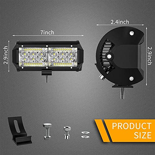 SAN YOUNG 7 Inch LED Tractor Work Lights, 120W 10000lm LED Light Bar Waterproof Combo Beam for ATV UTV SUV RV Truck Mower Golf Cart Pickup Boat, 2PCS