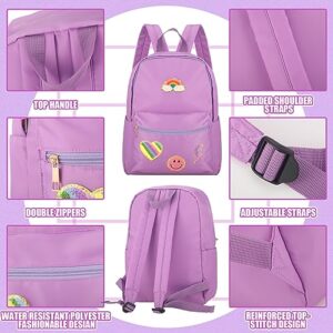 Sotiff Lightweight Backpack Preppy Patches Nylon Backpack Rainbow Heart Smile Waterproof Travel Bag Pack (Purple)