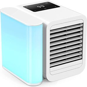 portable air conditioner fan: evaporative mini air cooler with 𝟳 𝗖𝗼𝗹𝗼𝗿𝘀, usb personal air cooler desktop cooling fan with 𝟭𝟬𝟬𝟬𝗺𝗹 𝗟𝗮𝗿𝗴𝗲 𝗪𝗮𝘁𝗲𝗿 𝗧𝗮𝗻𝗸 for room office home