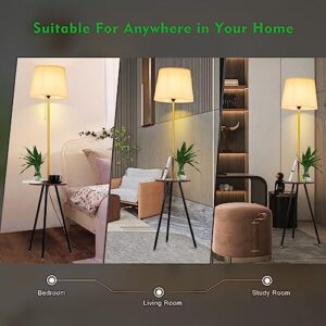 bulbeats Tripod Floor Lamp with Shelf, Side End Table with Lamp, 3000K E26 LED Bulb Included, Modern Standing Lamp with Pull Chain Switch for Living Room Bedroom