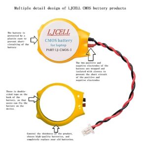 LJCELL 2PCS CMOS Battery for IBM Lenovo ThinkPad Laptop X1 Carbon 2-nd Carbon 3rd Carbon 4th Carbon 5th Carbon 6th BIOS RTC CR2016 Battery with 2 Wire and Connector