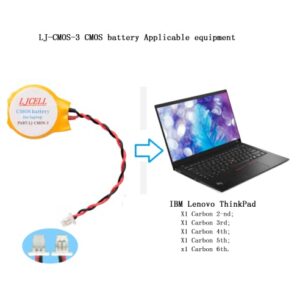 LJCELL 2PCS CMOS Battery for IBM Lenovo ThinkPad Laptop X1 Carbon 2-nd Carbon 3rd Carbon 4th Carbon 5th Carbon 6th BIOS RTC CR2016 Battery with 2 Wire and Connector