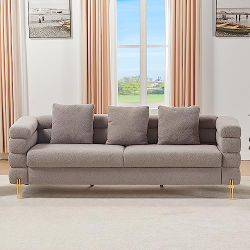 AMERLIFE Modern Sofa Couch, 24''Extra Deep Seat Sofa for Living Room, 85 inch Oversized Sofa, 3 Seat Sofa, Sectional Couch Set, Grey