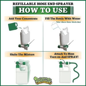 Refillable Hose-End Sprayer with 32oz Bottle, 20 to 1 Ratio, Garden Hose Fertilizer Dispenser, Easy to Use, Lawn Sprayer, Garden Sprayer, and More (Trifecta Natural: 32oz Hose Sprayer with Bottle)