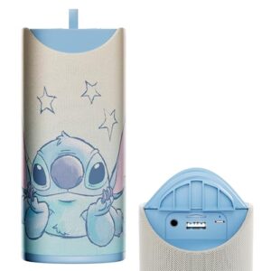 disney lilo and stitch wireless bluetooth speaker- splashproof rechargeable wireless speaker with 3 hours playtime/sd slot/fm radio- stitch stuff , disney stitch gifts for girls /women/men/all fans