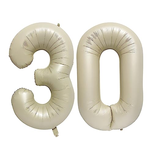 Number 30 Balloons 32 inch Digital Balloon Alphabet 30 Birthday Balloons Digit 30 Helium Balloons Big Balloons for Birthday Party Supplies Wedding Bachelorette Bridal Shower, White Number 30th