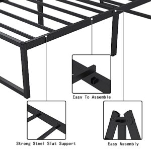 XINXINYAN 18 Inch Twin XL Bed Frame, No Box Spring Needed, Heavy Duty Metal Platform XL Twin Bed Frame, Strong Steel Slats Support, Noise Free, Easy Assembly, Black