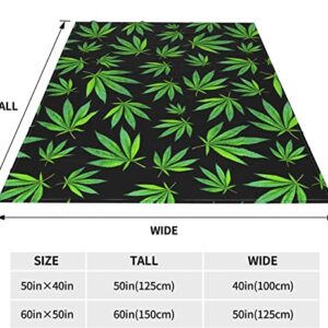 ubnlkto Cannabis Leaves Blanket for Man Fleece Flannel Blanket, Marijuana Weed Throw Blanket Throw Size, Cannabis Vibrant Green Plush Bed Blanket for Woman 60"x80"