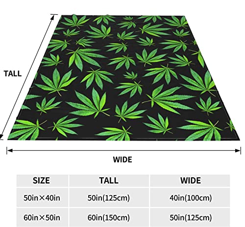 ubnlkto Cannabis Leaves Blanket for Man Fleece Flannel Blanket, Marijuana Weed Throw Blanket Throw Size, Cannabis Vibrant Green Plush Bed Blanket for Woman 60"x80"