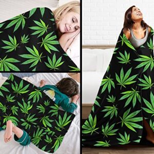 ubnlkto Cannabis Leaves Blanket for Man Fleece Flannel Blanket, Marijuana Weed Throw Blanket Throw Size, Cannabis Vibrant Green Plush Bed Blanket for Woman 60"x80"