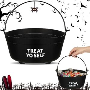 uiifan 9 inch witch black cauldron halloween cauldron pot antique plastic cauldron decorative flower cauldron planter trick or treat candy bucket for trick or treat parties outdoor bucket decor