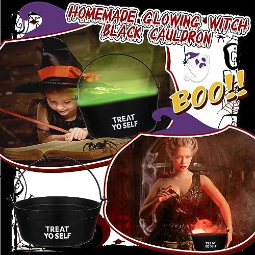 Uiifan 9 Inch Witch Black Cauldron Halloween Cauldron Pot Antique Plastic Cauldron Decorative Flower Cauldron Planter Trick or Treat Candy Bucket for Trick or Treat Parties Outdoor Bucket Decor