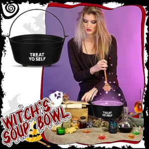 Uiifan 9 Inch Witch Black Cauldron Halloween Cauldron Pot Antique Plastic Cauldron Decorative Flower Cauldron Planter Trick or Treat Candy Bucket for Trick or Treat Parties Outdoor Bucket Decor