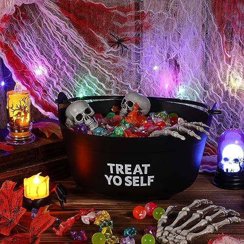 Uiifan 9 Inch Witch Black Cauldron Halloween Cauldron Pot Antique Plastic Cauldron Decorative Flower Cauldron Planter Trick or Treat Candy Bucket for Trick or Treat Parties Outdoor Bucket Decor