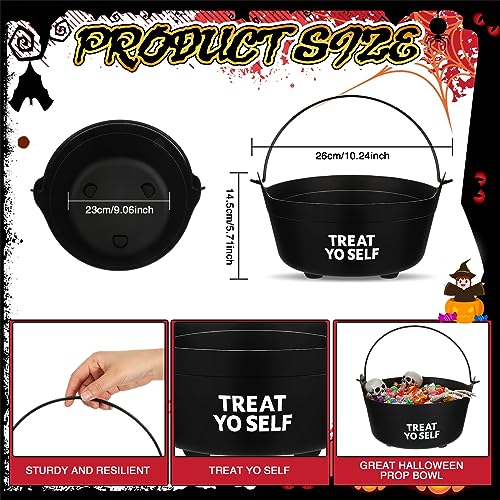 Uiifan 9 Inch Witch Black Cauldron Halloween Cauldron Pot Antique Plastic Cauldron Decorative Flower Cauldron Planter Trick or Treat Candy Bucket for Trick or Treat Parties Outdoor Bucket Decor