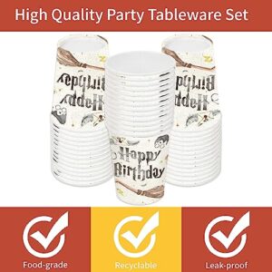 AURORAPARTY 96pcs Harry Birthday Party Supplies Potter Party Paper Plates Napkins Cups Kids Boys Birthday Decorations Birthday Disposable Party Tableware Set for 24 Guests