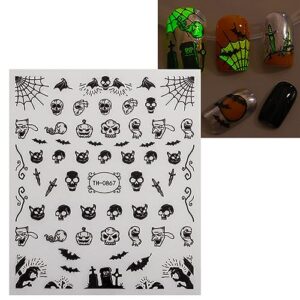 JMEOWIO 9 Sheets Halloween Nail Art Stickers Decals Self-Adhesive Pegatinas Uñas Skull Ghost Spider Web Bat Nail Supplies Nail Art Design Decoration Accessories