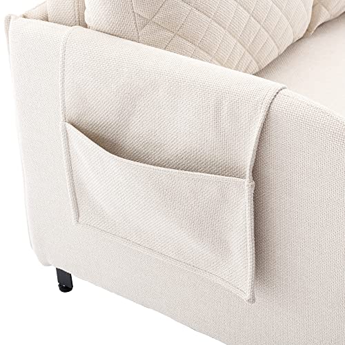 ERYE 3-in-1 Upholstered Futon Sofa Loveseat Convertible Sleeper Couch Bed,2-Seaters Sofa & Couch Soft Cushions Love Seat Daybed for Small Space Living Room Sets