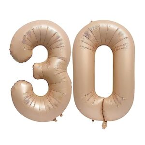 number 30 balloons 32 inch digital balloon alphabet 30 birthday balloons digit 30 helium balloons big balloons for birthday party supplies wedding bachelorette bridal shower, caramel number 30th