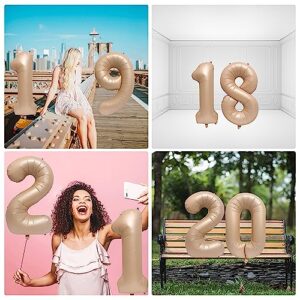 Number 30 Balloons 32 inch Digital Balloon Alphabet 30 Birthday Balloons Digit 30 Helium Balloons Big Balloons for Birthday Party Supplies Wedding Bachelorette Bridal Shower, Caramel Number 30th