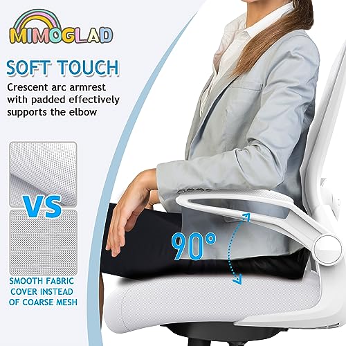 Mimoglad Home Office Chair, High Back Desk Chair, Ergonomic Mesh Computer Chair with Adjustable Lumbar Support and Thickened Seat Cushion (Modern, Ivory White)