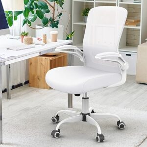 Mimoglad Home Office Chair, High Back Desk Chair, Ergonomic Mesh Computer Chair with Adjustable Lumbar Support and Thickened Seat Cushion (Modern, Ivory White)