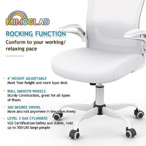 Mimoglad Home Office Chair, High Back Desk Chair, Ergonomic Mesh Computer Chair with Adjustable Lumbar Support and Thickened Seat Cushion (Modern, Ivory White)