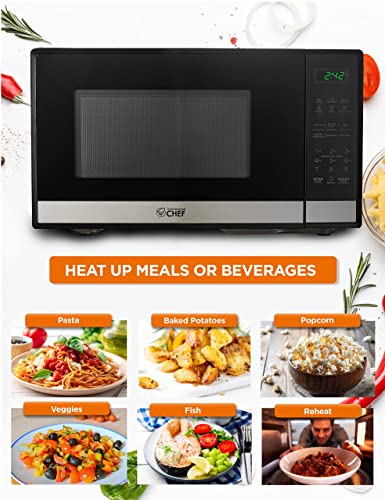 COMMERCIAL CHEF Small Microwave 0.9 Cu. Ft.Countertop Microwave with Touch Controls & Digital Display, Stainless & Keurig K-Classic Coffee Maker K-Cup Pod, Single Serve, Programmable, 6 to 10 oz