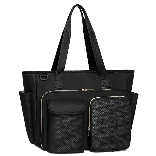 Fasrom Teacher Tote Bag with Laptop Compartment, Teacher Work Bag for Women and Teaching Supplies, Black (Patent Design)