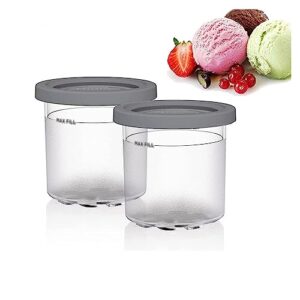 evanem 2/4/6pcs creami pints, for ninja creami ice cream maker,16 oz ice cream containers pint reusable,leaf-proof for nc301 nc300 nc299am series ice cream maker,gray-6pcs