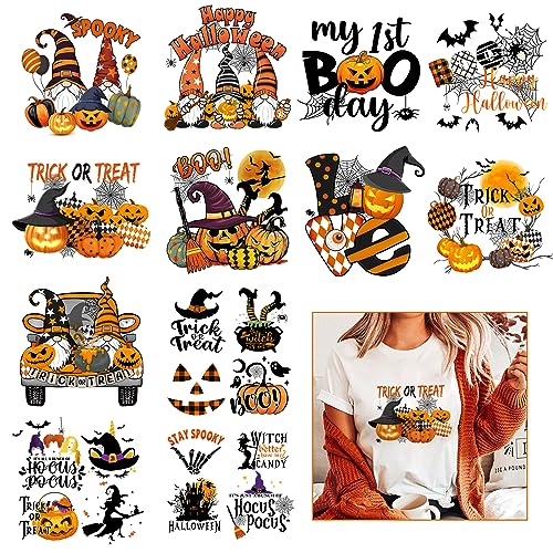 Cysincos Iron on Stickers Heat Transfer Decal Patches Vinyl for T-Shirt Clothing Hat Pillow Backpack DIY Craft Supplies (Halloween-21pcs)