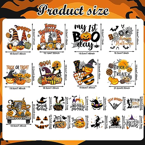 Cysincos Iron on Stickers Heat Transfer Decal Patches Vinyl for T-Shirt Clothing Hat Pillow Backpack DIY Craft Supplies (Halloween-21pcs)