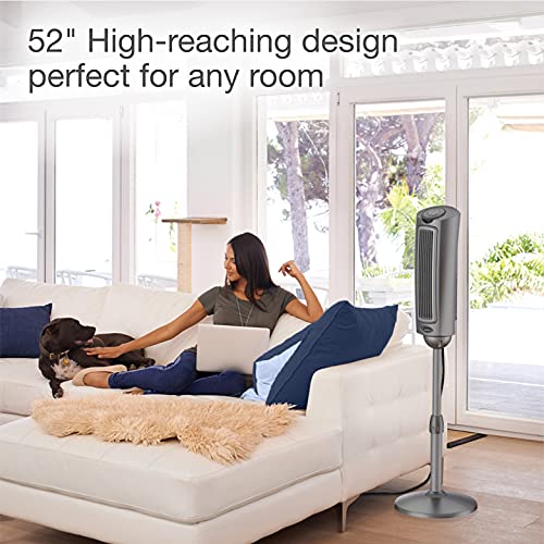 Lasko 2519 3-Speed Wind Tower Fan with Remote Control, 38 Inch, Gray & Oscillating Pedestal Fan, Adjustable Height, 3 Quiet Speeds, Timer