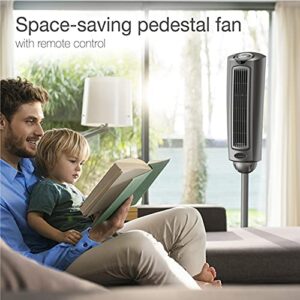 Lasko 2519 3-Speed Wind Tower Fan with Remote Control, 38 Inch, Gray & Oscillating Pedestal Fan, Adjustable Height, 3 Quiet Speeds, Timer