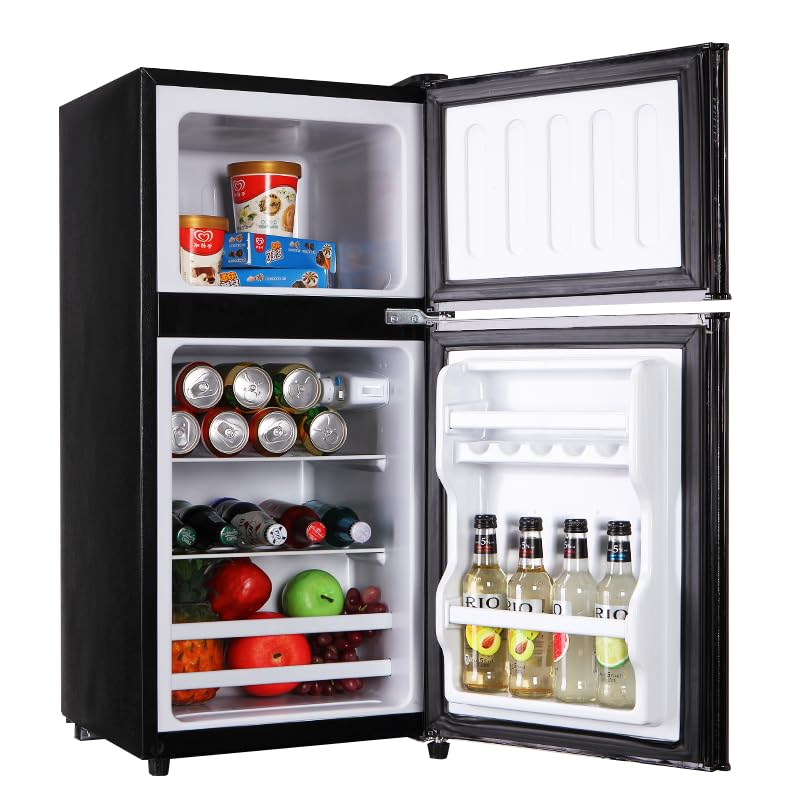 OOTDAY Compact Refrigerator 3.5 Cu Ft - Mini Refrigerator Separate Freezer - 2 Door for Garage Camper Basement/Dorm/Office/Family, Black