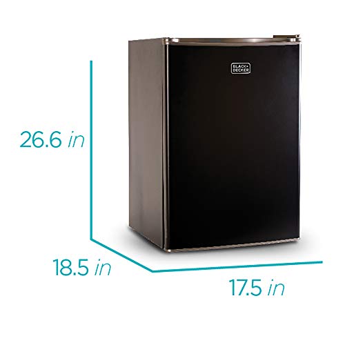 BLACK+DECKER BCRK25B Compact Refrigerator Energy Star Single Door Mini Fridge with Freezer, 2.5 Cubic Feet, Black & TOSHIBA EM131A5C-BS Countertop Microwave Ovens 1.2 Cu Ft, 12.4" Removable Turntable