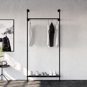 pamo industrial pipe clothing rack - hedda - clothes rack for wardrobe, bedroom and as walk-in closet system. sturdy clothing racks for hanging clothes i wall mounted heavy duty clothes rack