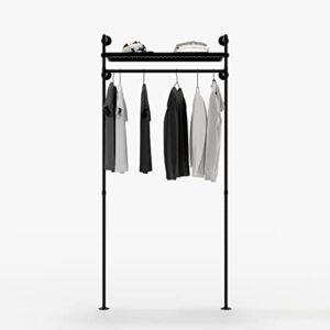 pamo industrial pipe clothing rack - HEDDA - clothes rack for wardrobe, bedroom and as walk-in closet system. Sturdy clothing racks for hanging clothes I wall mounted heavy duty clothes rack