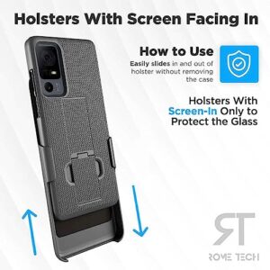 Rome Tech Belt Clip Phone Case for TCL 40 XL T608M 6.75" [2023] - Slim Heavy Duty Rugged Slide Hip Holster Cover with Kickstand Compatible with TCL 40XL - Black Dots