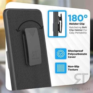 Rome Tech Belt Clip Phone Case for TCL 40 XL T608M 6.75" [2023] - Slim Heavy Duty Rugged Slide Hip Holster Cover with Kickstand Compatible with TCL 40XL - Black Dots