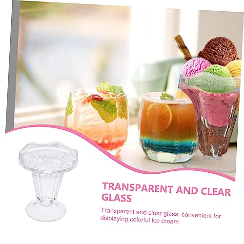 OKUMEYR Ice Cream Cup Cups for Glasses Clear Trifle Bowl Glass Footed Tulip Bowls Glass Sundae Cups Dessert Appetizer Cup Glass Transparent Footed Yogurt Bowl Glass Ice Cream Dishes