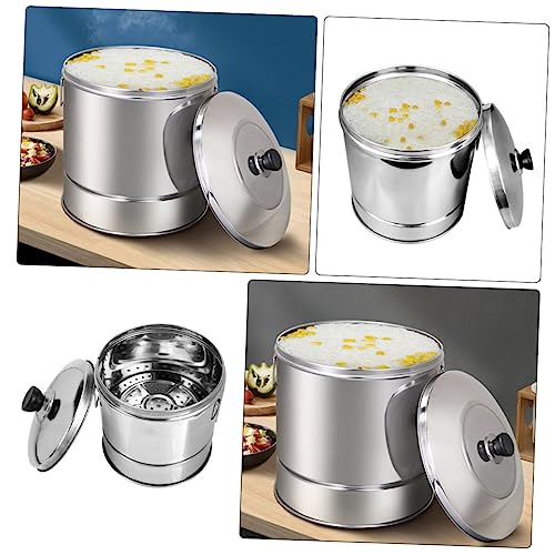 FELTECHELECTR Stainless Steel Rice Steamer Dumpling Steamer Lunch Box Containers Commercial Rice Cooker Rice Serving Bucket Sushi Rice Container Steam Baskets Dumpling Rice Barrel Home Supplies