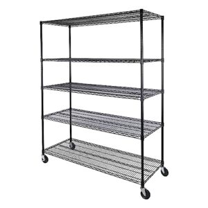 seville classics ultradurable heavy duty nsf solid steel wire rack storage unit, organizer for garage, warehouse, office, restaurant, classroom, kitchen, black, 5-tier shelving, 60" w x 24" d