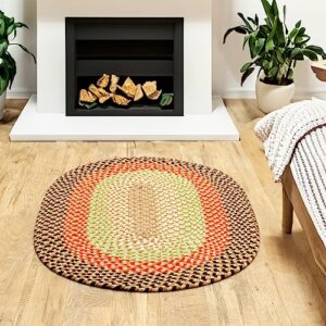 Super Area Rugs Oval 4' X 6' Earthtone Oval Braided Rug - Use as Living Room Rugs, Bedroom Rugs, Dining Room Rugs - Reversible - Rustic - Country - Primitive - Farmhouse Decor Rug