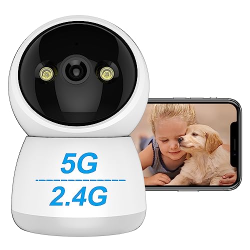 WiFi Camera Indoor Security Camera 2K 5GHz & 2.4GHz 360°Wireless WiFi Cameras for Baby/Elder/Dog/Pet Motion Detection, Audible Alarm, Easy Installation, Compatible with Alexa (1Pcs)