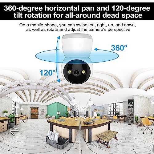 WiFi Camera Indoor Security Camera 2K 5GHz & 2.4GHz 360°Wireless WiFi Cameras for Baby/Elder/Dog/Pet Motion Detection, Audible Alarm, Easy Installation, Compatible with Alexa (1Pcs)